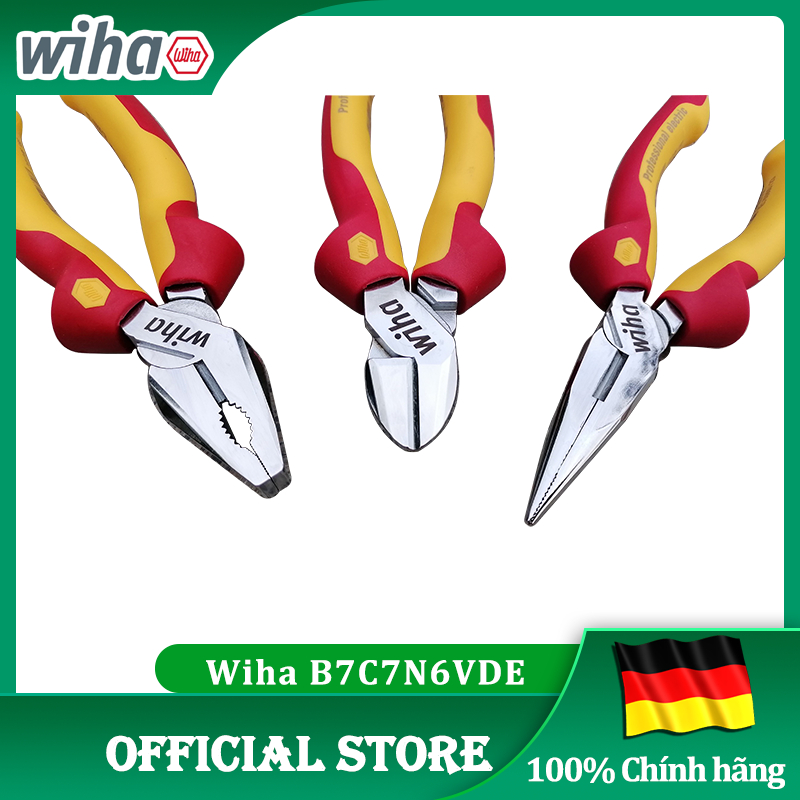 Combo 3 Kìm/ Bộ 3 Kìm Bằng Cắt Nhọn Cách Điện 1000 Volt Wiha B7C7N6VDE ...