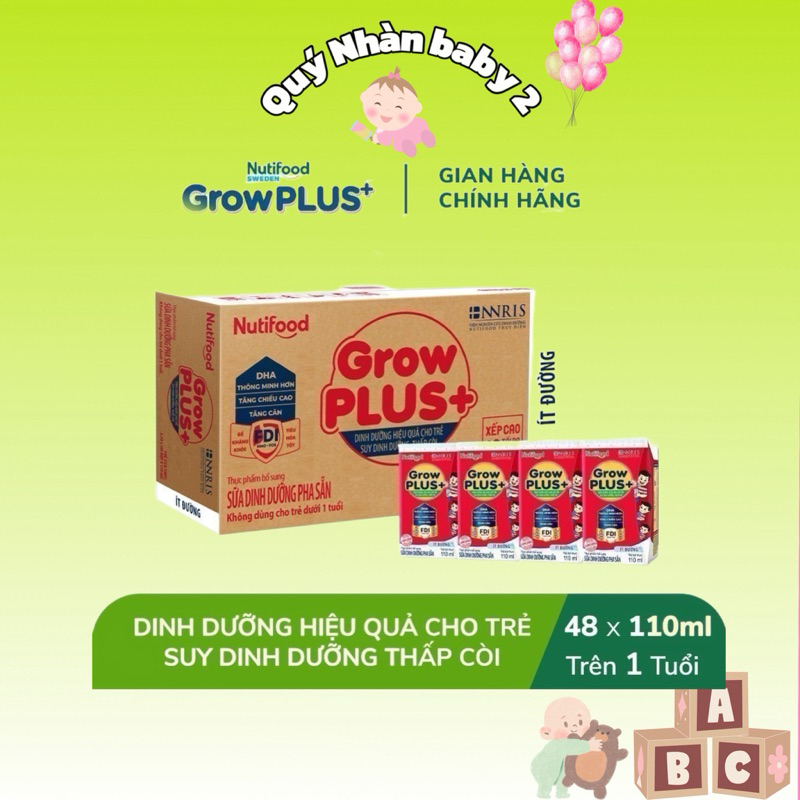 Sữa Grow Plus Nutifood đỏ 110ml (48h) ( có đường , ít đường ) | Shopee ...