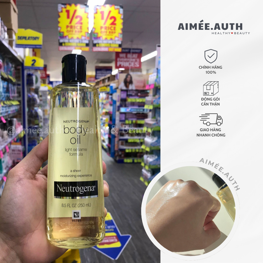 Dầu dưỡng da Neutrogena Light Sesame Body Oil 250ml (ĐỦ BILL) | Shopee ...