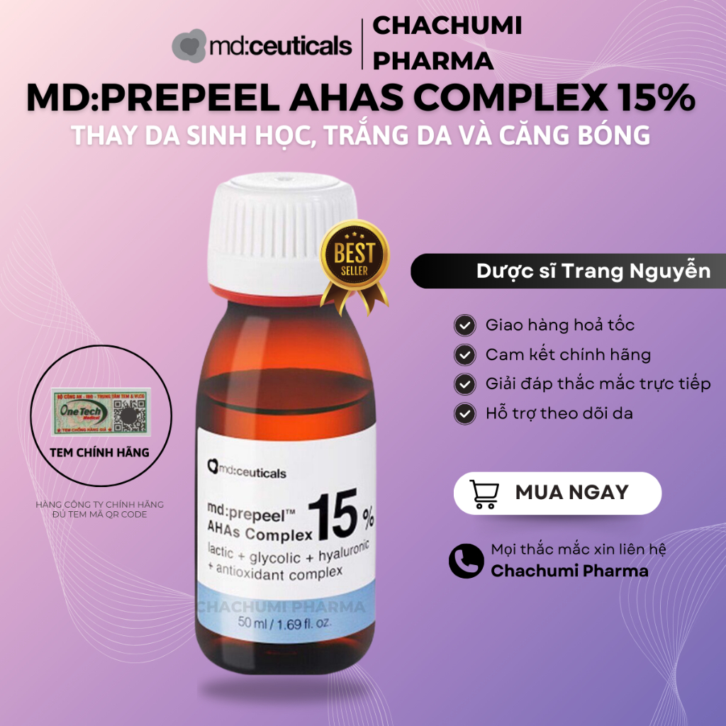 Thay da sinh học trắng da và căng bóng Md:ceuticals Md - AHAS Complex ...