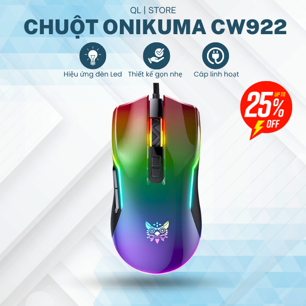 Chuột Chơi Game Có Dây Onikuma CW922 Hỗ Trợ Macro Đèn RGB 200-12800 DPI ...