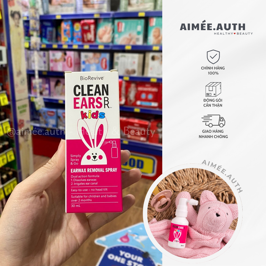 Xịt ráy tai BioRevive Clean Ears Kids Spray ÚC - Chai 30ml (ĐỦ BILL ...