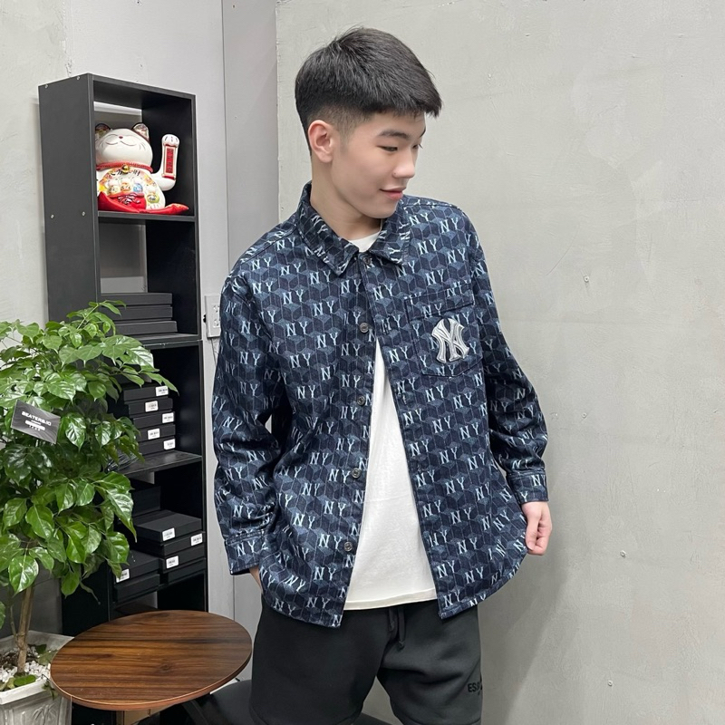 [CHÍNH HÃNG] ÁO SƠ MI TAY DÀI MLB DENIM CUBE MONOGRAM - 3ADRM0734-50NYD ...