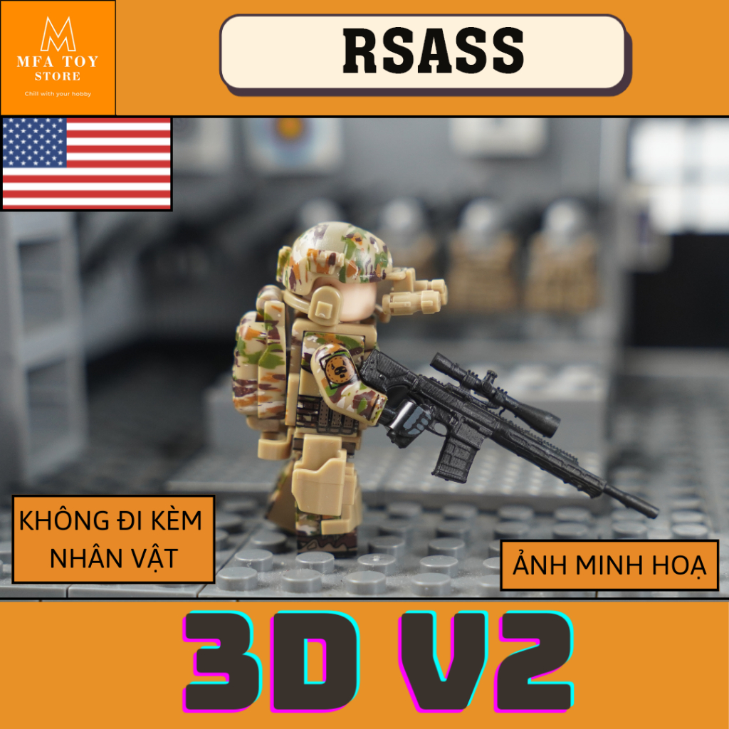 Đồ chơi lắp ráp swat army, mô hình lắp ghép quân sự -Trang bị in 3DV2 RSASS No.459 | Shopee Việt Nam