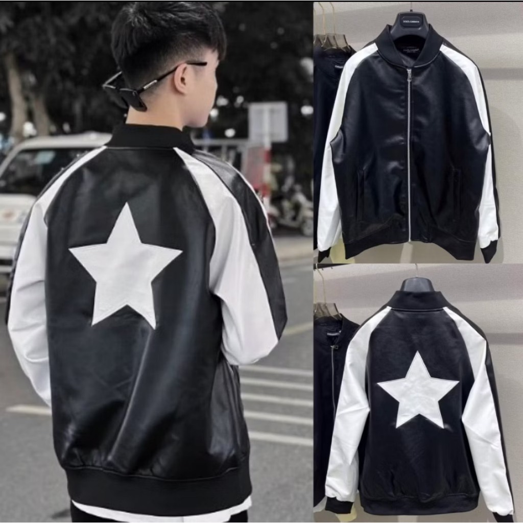 Áo Khoác Da Dolce Level Thêu Ngôi Sao Cực Hot - Áo Khoác Da Chất Liệu ...