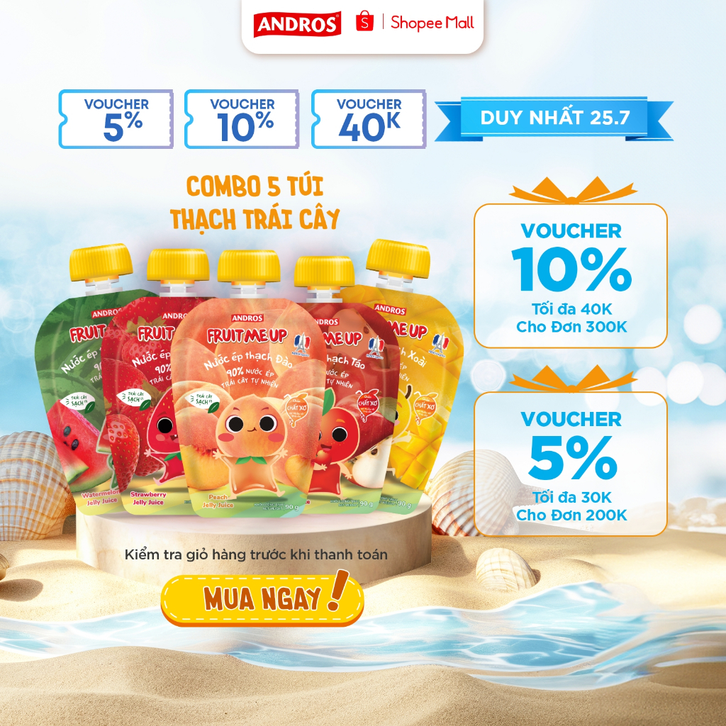 Combo 5 Túi Thạch Trái Cây - 90% Nước Ép Trái Cây Thật - ANDROS FRUIT ...