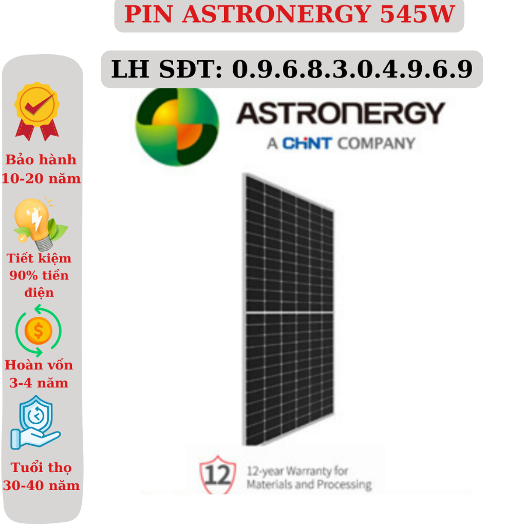 Tấm Pin mặt trời Astronergy Chint 545W LOẠI A HIỆU SUẤT CAO Half-cut cell - Home Shop | Shopee ...
