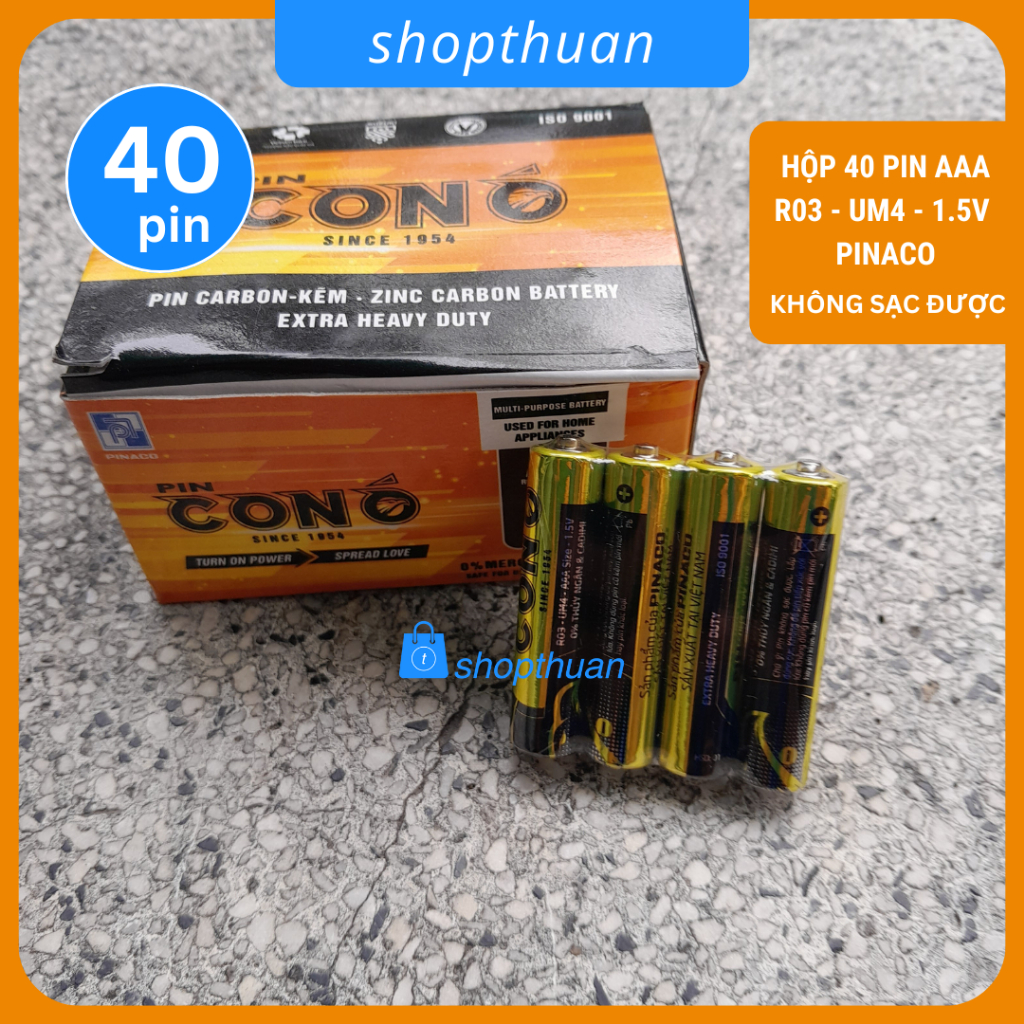 Pin AAA Con Ó Decal Pinaco R03-UM4 - 1.5V - Hộp 40 viên ( pin đũa ...