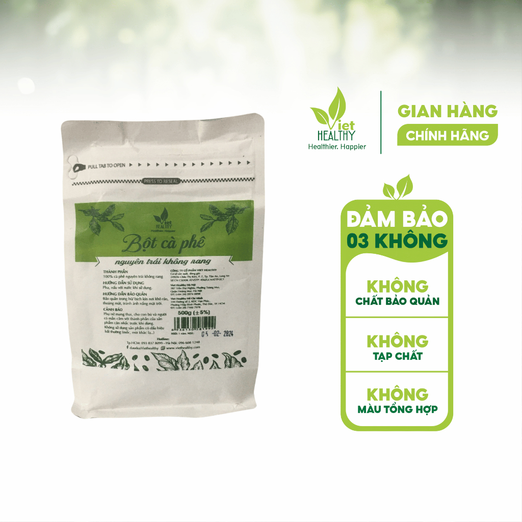 Bột cafe nguyên trái, không rang 500g Viethealthy | Shopee Việt Nam