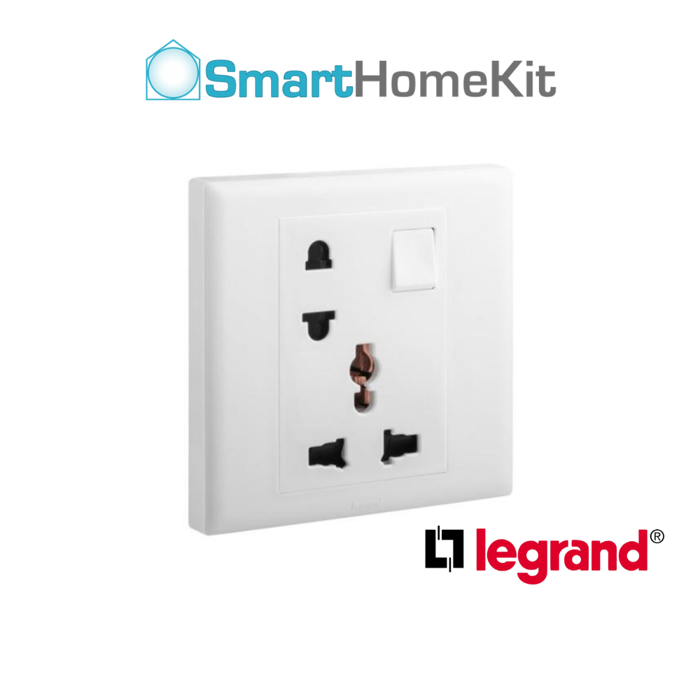 Ổ cắm đôi đa năng có công tắc Legrand Eloe 16A - mặt Vuông 86x86, 16A ...