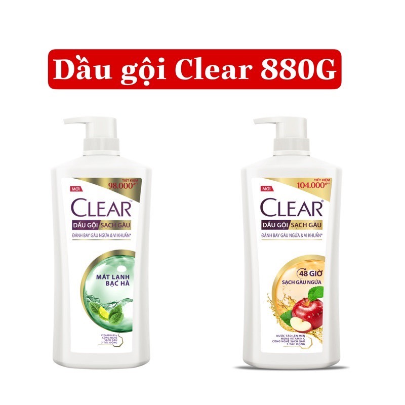 Dầu gội clear hương bạc hà - táo chai 880g | Shopee Việt Nam