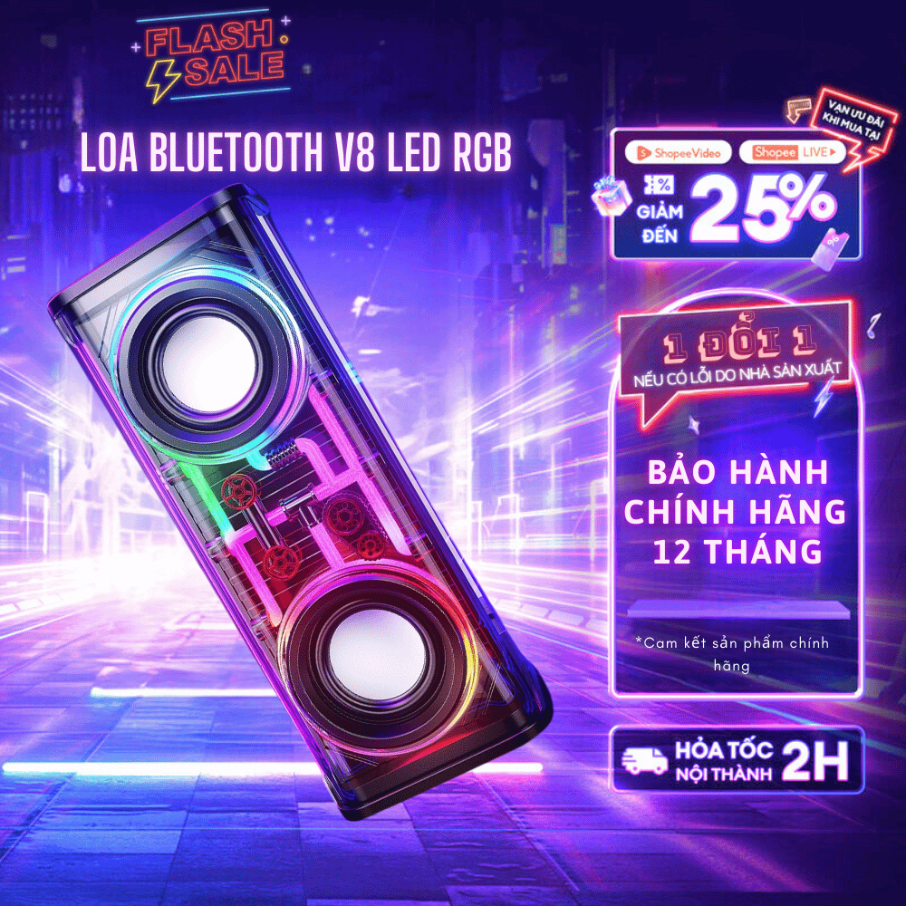 Loa Bluetooth V8 Trong Suốt LED RGB 16 triệu màu, loa không dây để bàn ...
