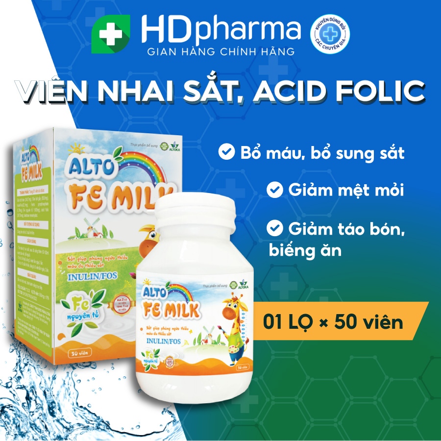 Viên nhai bổ sung Sắt, Acid folic, phòng ngừa thiết máu cho bé ALTO FE ...