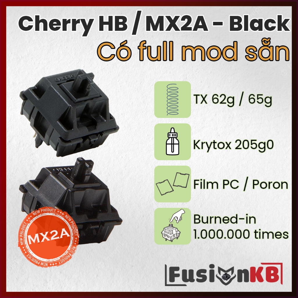Cherry Hyperglide Black | MX2A Black | Cherry HB | HB Full mod | Cherry MX2A | Công tắc bàn phím ...