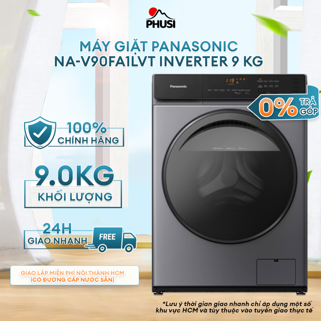 NA-V90FA1LVT Máy giặt Panasonic NA-V90FA1LVT Inverter 9 Kg cửa ngang [Miễn phí giao lắp nội ...