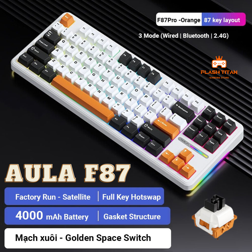 Bàn phím cơ không dây AULA F87 - Hỗ trợ hotswap - LED RGB nhiều chế độ ...