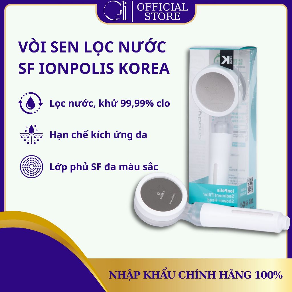 Vòi sen tắm lọc nước cao cấp SF IONPOLIS KOREA, lõi lọc kép/vitamin, lọc cặn bẩn, tạp chất, khử ...