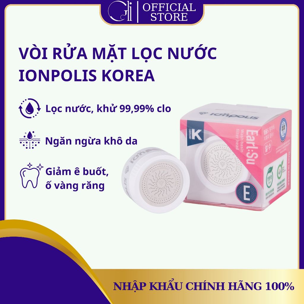 Vòi rửa mặt lọc nước cao cấp IONPOLIS KOREA, lọc cặn bẩn, gỉ sét, tạp chất, khử clo và kim loại ...
