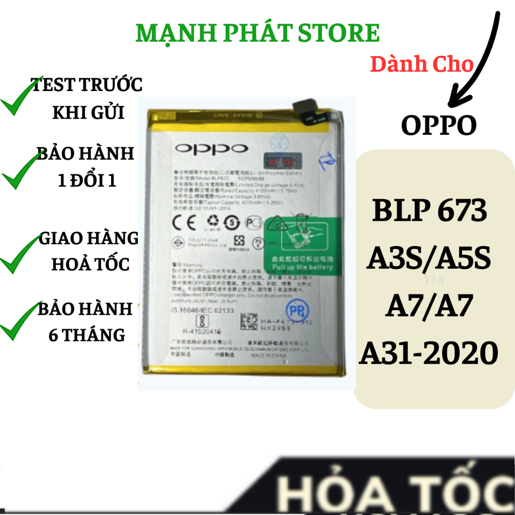 PIN OPPO BLP 673/ A3s/ A5s/ A5/ A7 A31-2020 (Tặng kèm keo và tools sửa ...