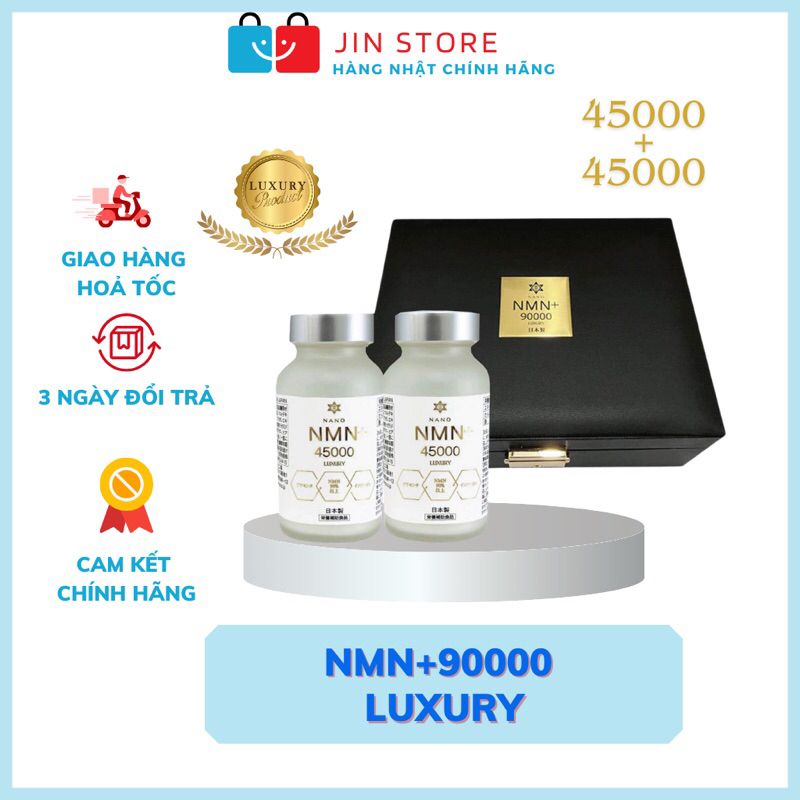 Viên Uống Nano NMN 90000 Luxury Nhật bản - Nano NMN+ 90000 - Hộp 2 lọ NMN+ 45000 Luxury Nhật bản ...
