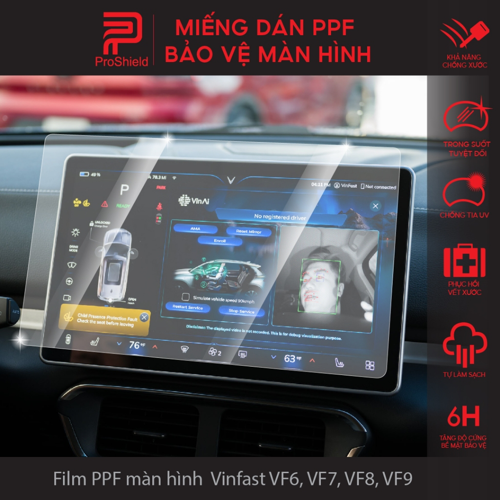 Vinfast VF3,VF5, VF6,VF7,VF8,VF9. Miếng dán PPF chống xước màn hình cảm ứng. Film PPF Cao Cấp ...