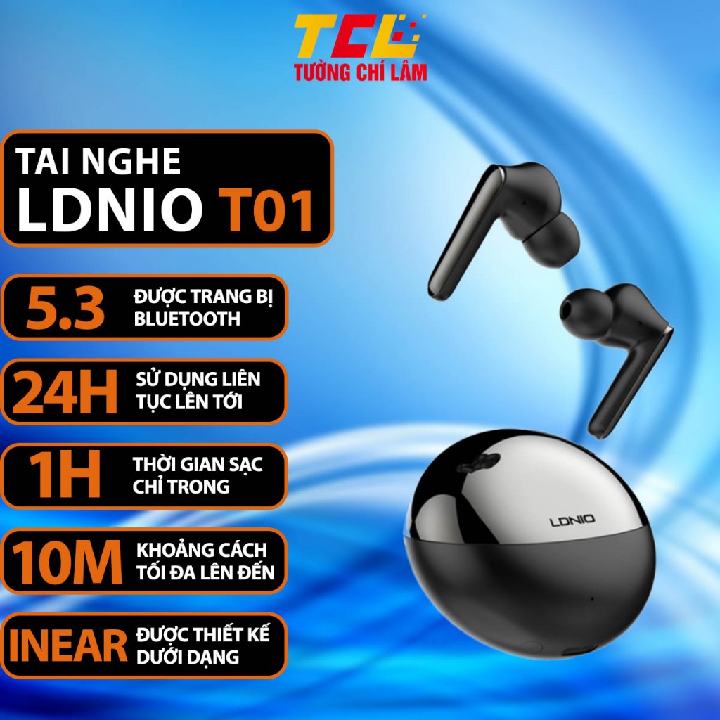 Tai nghe LDNIO Bluetooth - T01 (Màu Đen) chống ồn + kết nối bluetooth nhanh chóng | Shopee Việt Nam