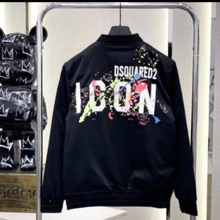 Áo Bomber DSQ2 ICON Vảy Sơn Loang Khóa Zip Bạc Trắng-Áo DSQUARED2 ICON ...