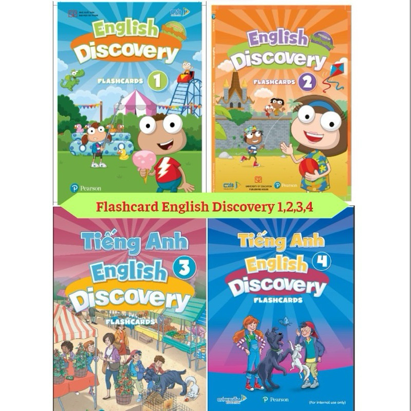 Thẻ học Flashcards sách English Discovery 1,2,3,4 ép plastic giáo cụ ...