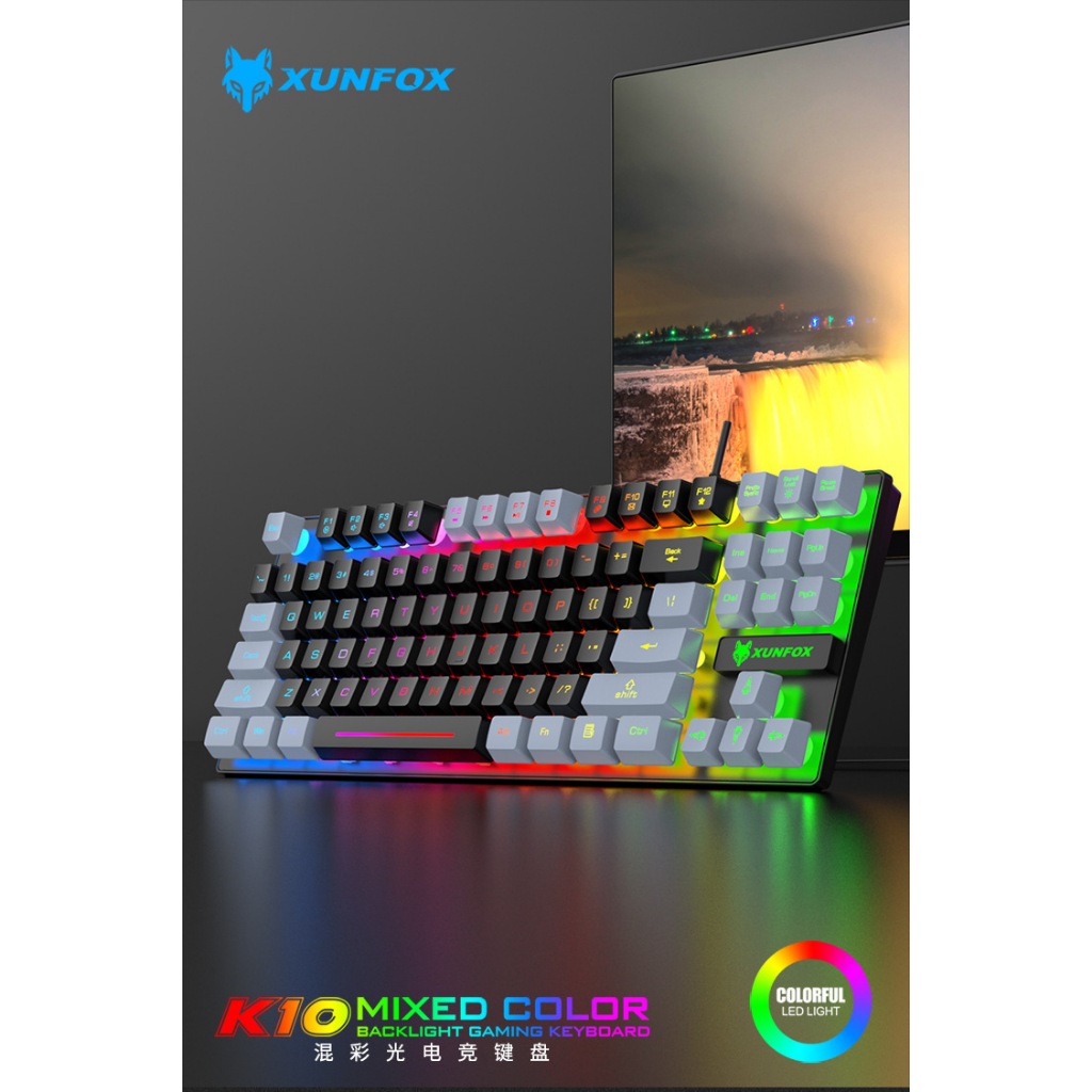 Bàn phím Silver Fox K10 gaming giả cơ của XunFox 12 chế độ LED kết nối ...