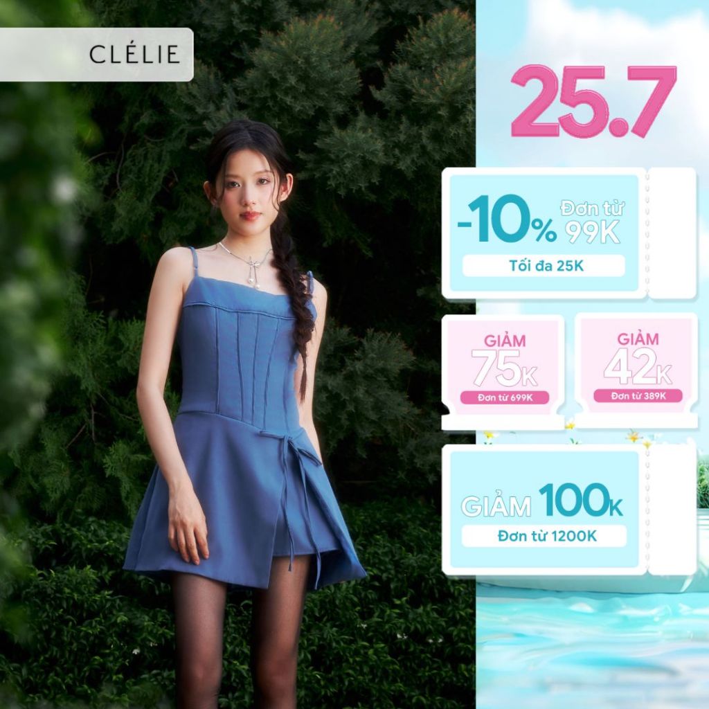 Đầm corset 2 dây xẻ vạt thắt nơ | PERI DRESS - CLÉLIE | Shopee Việt Nam