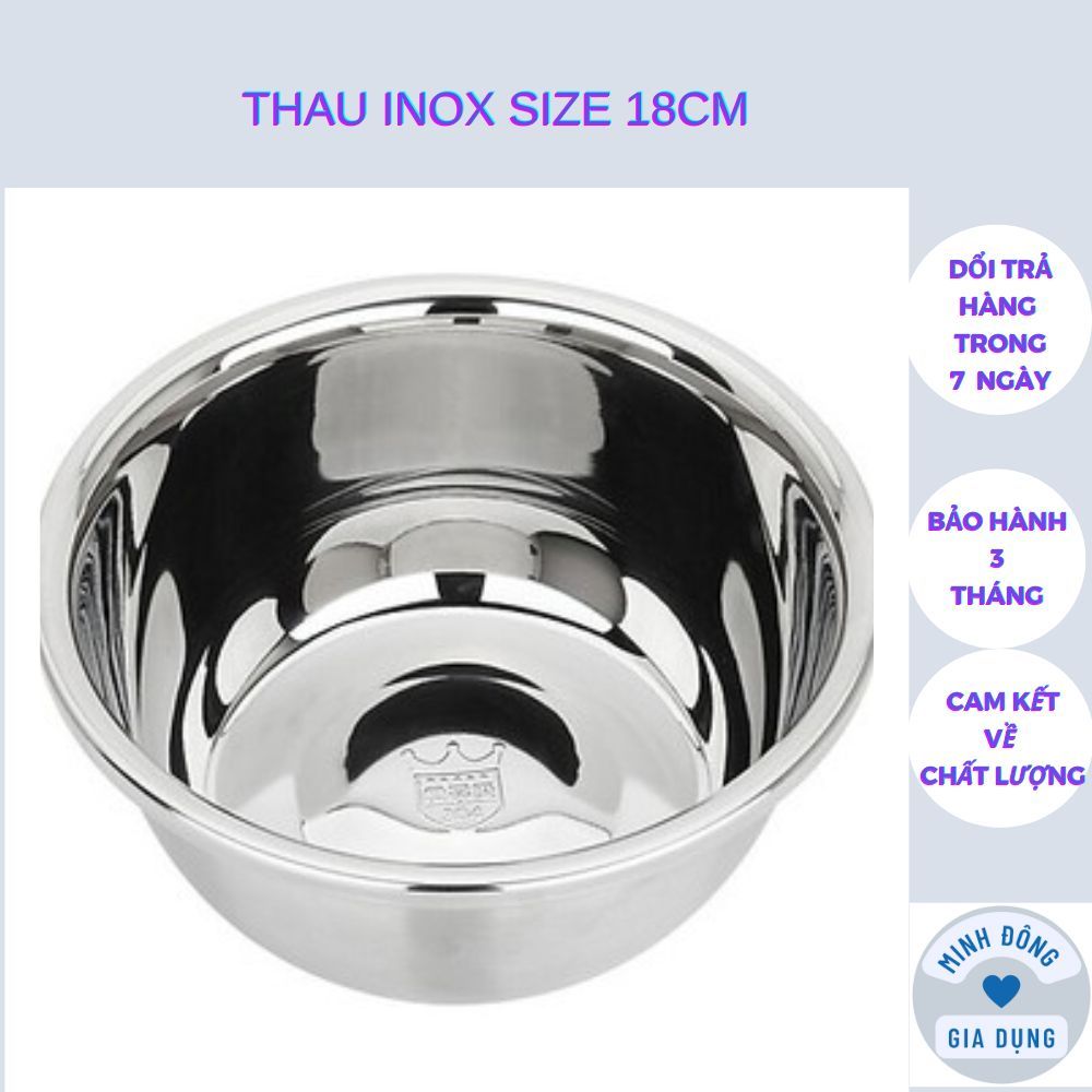 Thau inox Chậu Inox 304 - Âu Inox 304 size 18cm Hàng Cao Cấp Nhập Khẩu Trực Tiếp Dày Dặn, Đẹp ...