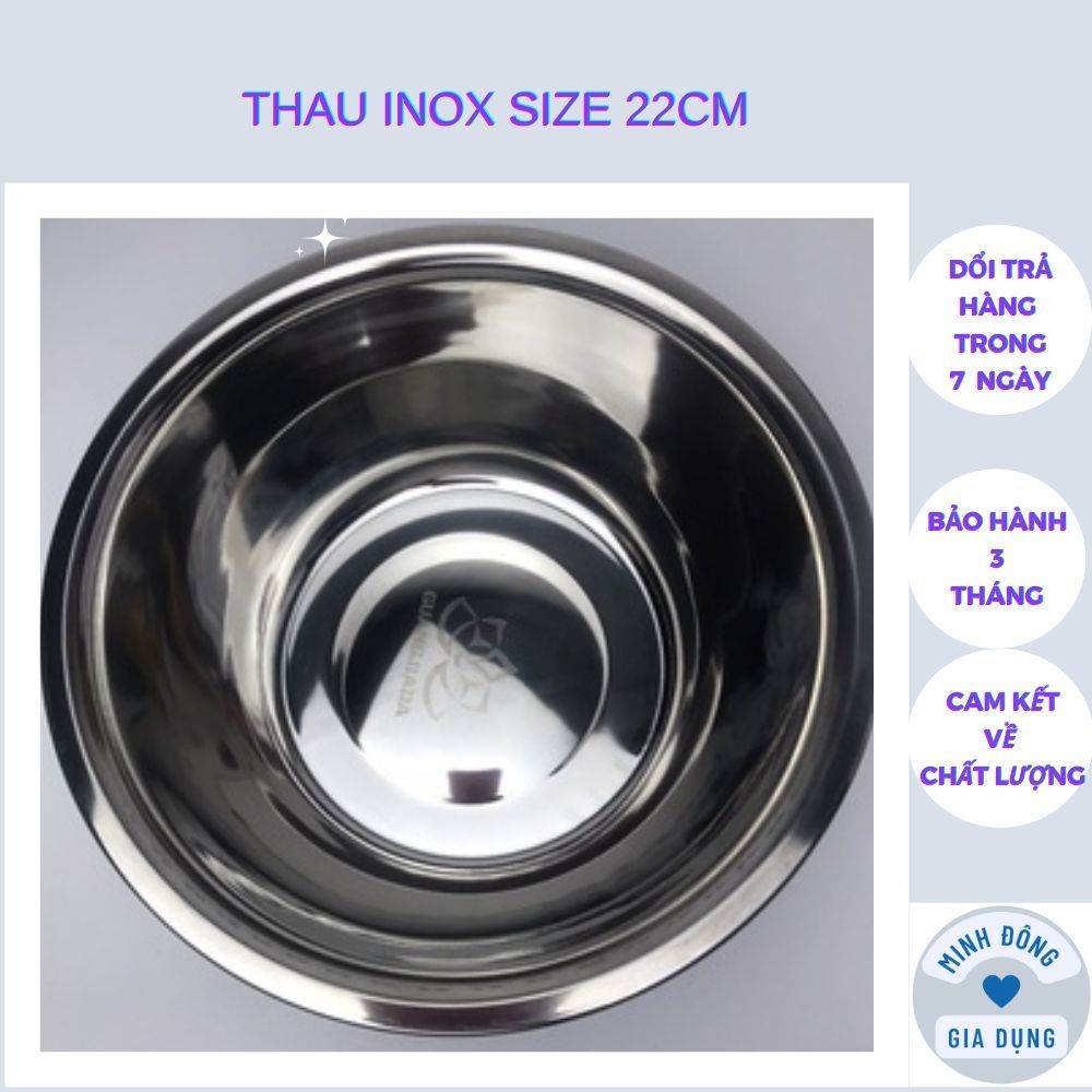 Thau inox Chậu Inox 304 - Âu Inox 304 Size 22cm Hàng Cao Cấp Nhập Khẩu Trực Tiếp Dày Dặn, Đẹp ...