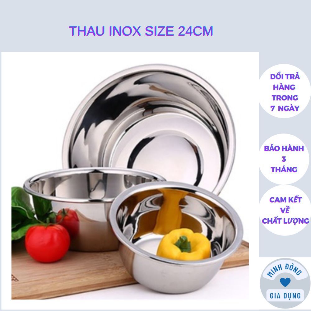 Thau inox Chậu Inox 304 - Âu Inox 304 Size 24cm Hàng Cao Cấp Nhập Khẩu Trực Tiếp Dày Dặn, Đẹp ...