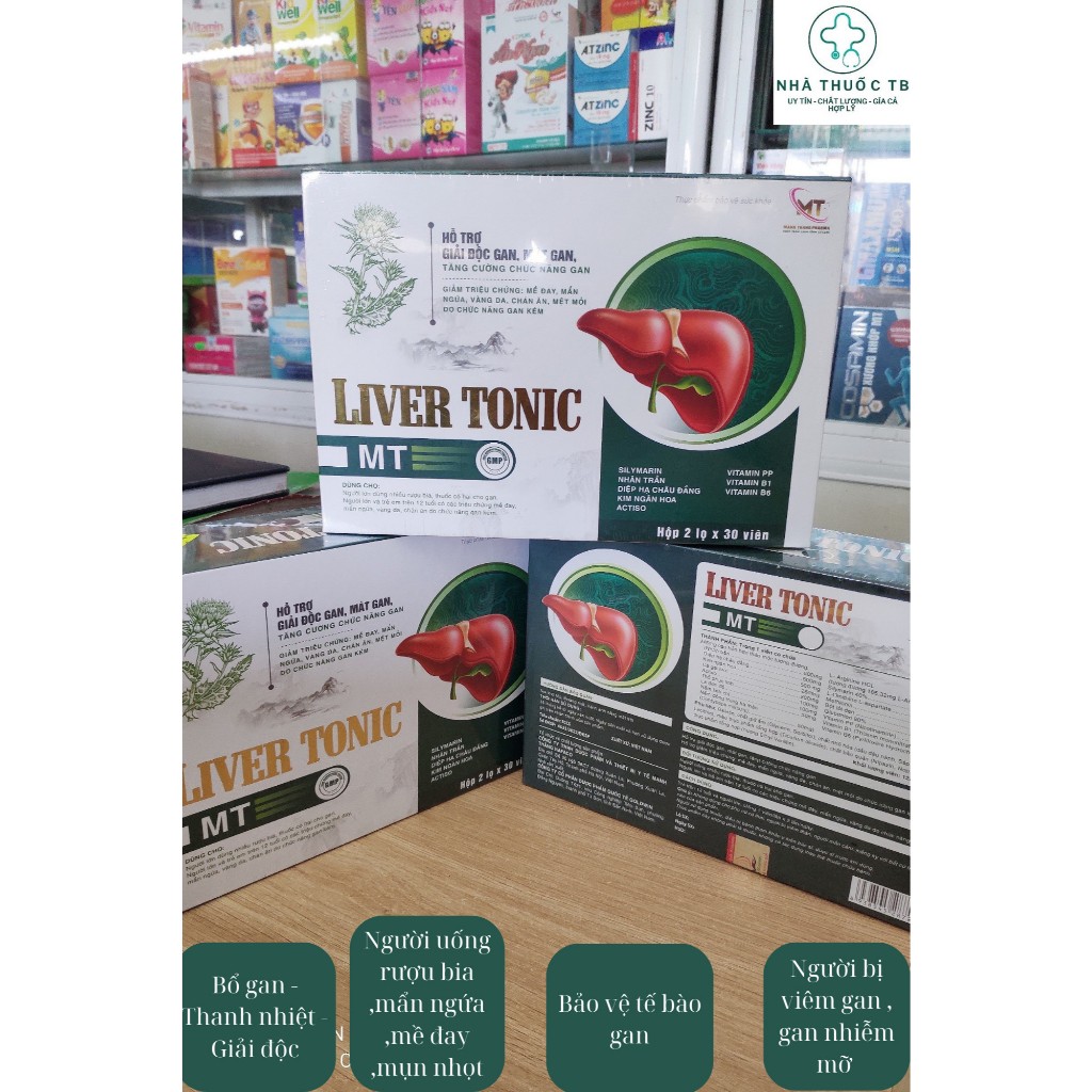 Viên uống bảo vệ gan LIVER TONIC MT -Giai độc ,mát gan tăng cường chức năng gan -Hộp 2 lọ/60 ...