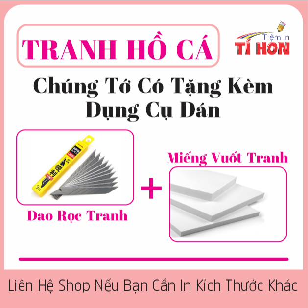 Tranh đáy dán hồ cá caro, Decal dán đáy hồ cá siêu nét, Kích thước theo ...