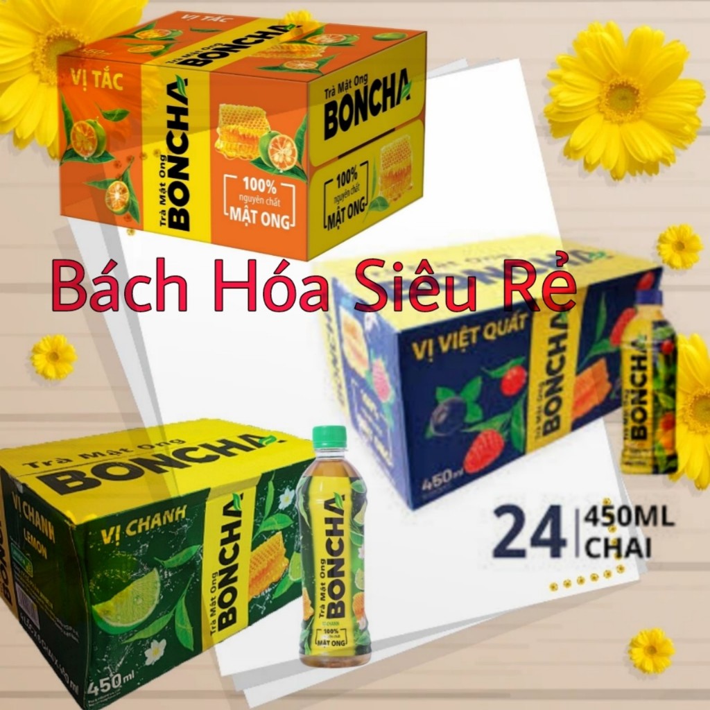 [ĐỦ VỊ] Thùng 24 Chai Trà BONCHA vị Chanh/ Tắc Mật Ong/ Việt quất chai ...