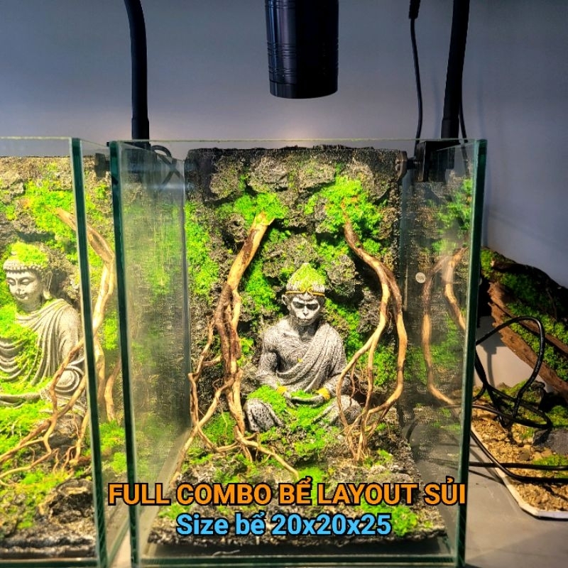 [ Bể cá mini tượng ngộ không, tượng phật ngồi thiền ] Full combo đầy đủ ...