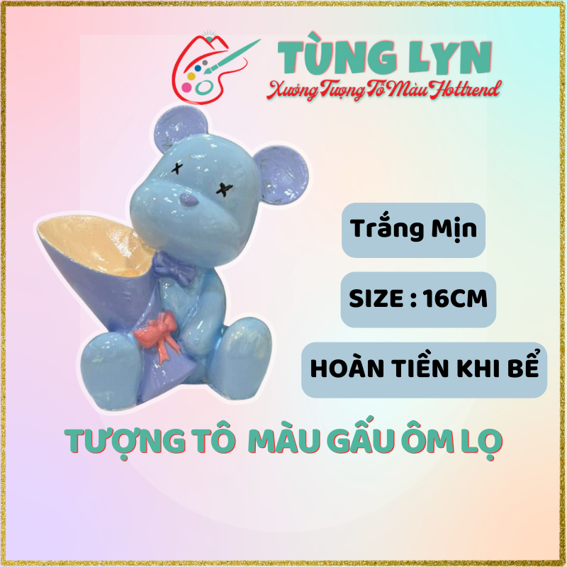 Tượng Thạch Cao Mickey Ôm Lọ, Size 16cm, Tượng Tô Mickey Kèm Màu Và Cọ ...