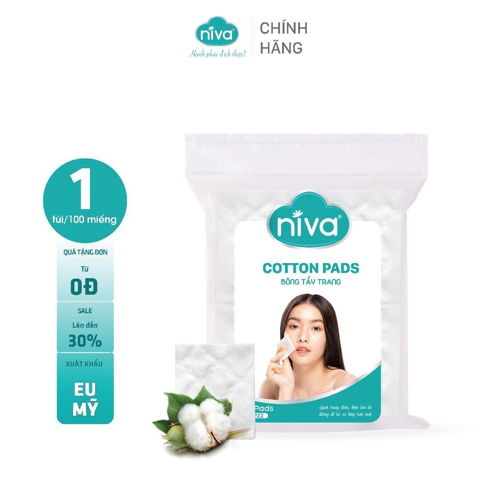 Túi 100 Miếng Bông Tẩy Trang Vuông NIVA Cotton Pads Cao Cấp Cpz2, 100% ...