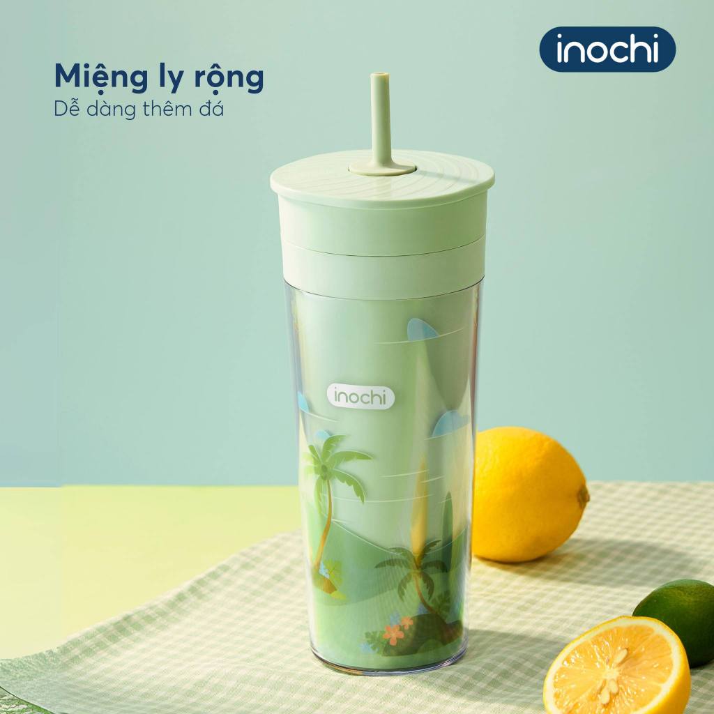 Cốc uống nước Inochi, bình nước có ống hút silicone Chiba Flex 650ml ...