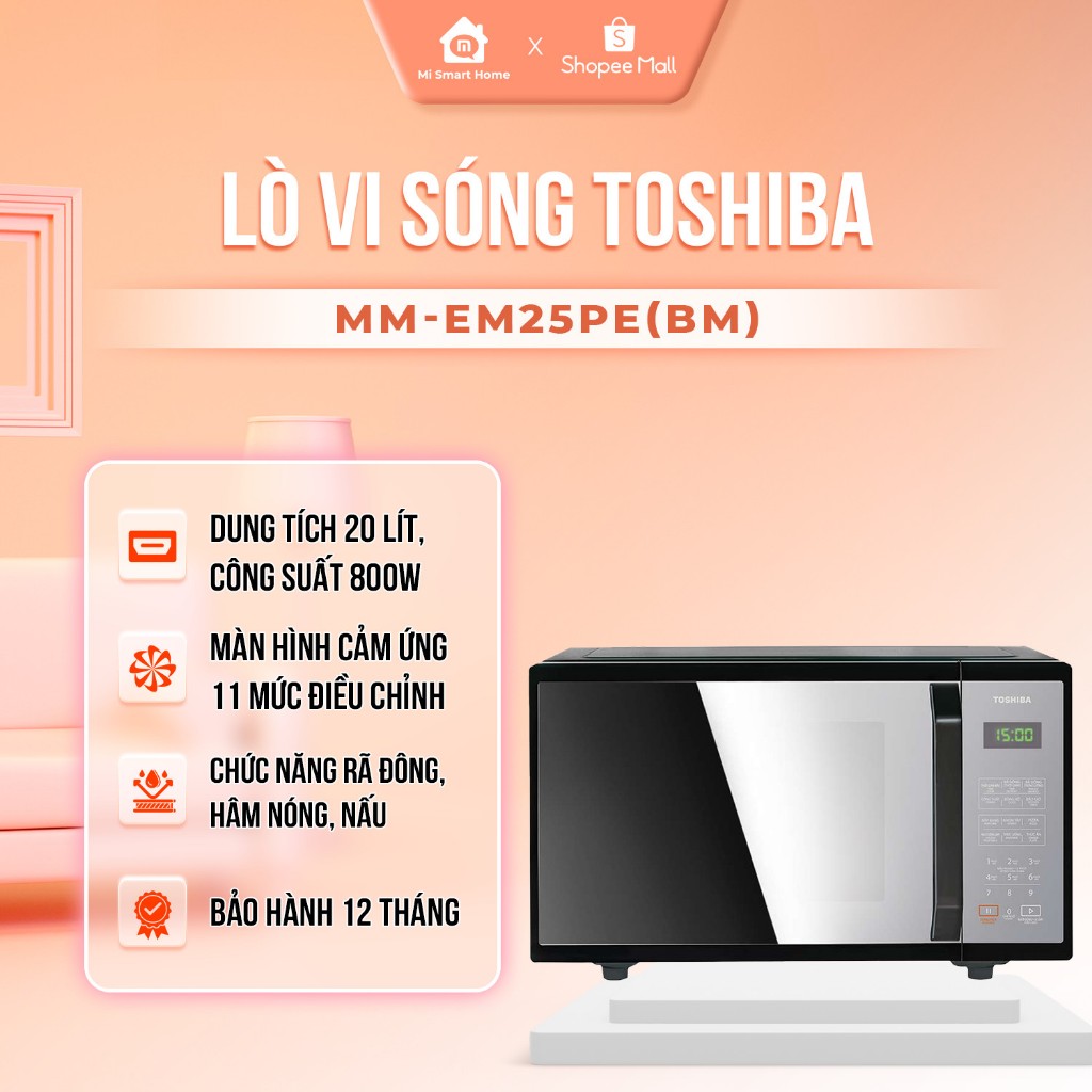 Lò vi sóng Toshiba MM- EM25PE(BM) 25 Lít, công suất lớn 800W, trang bị ...