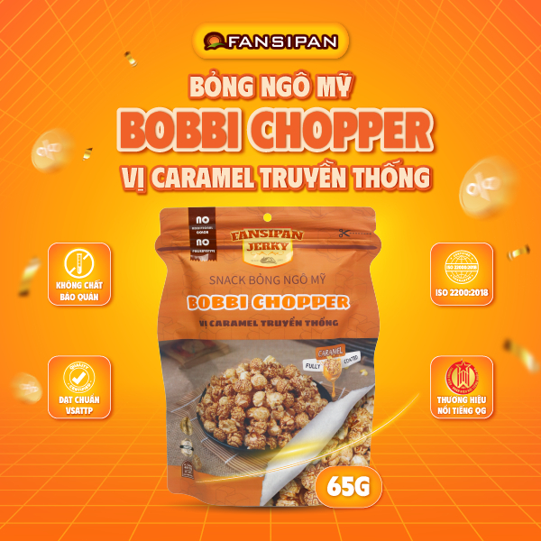 Bỏng ngô Mĩ Bobbi Chopper vị Caramel truyền thống chính hãng túi 65g ...