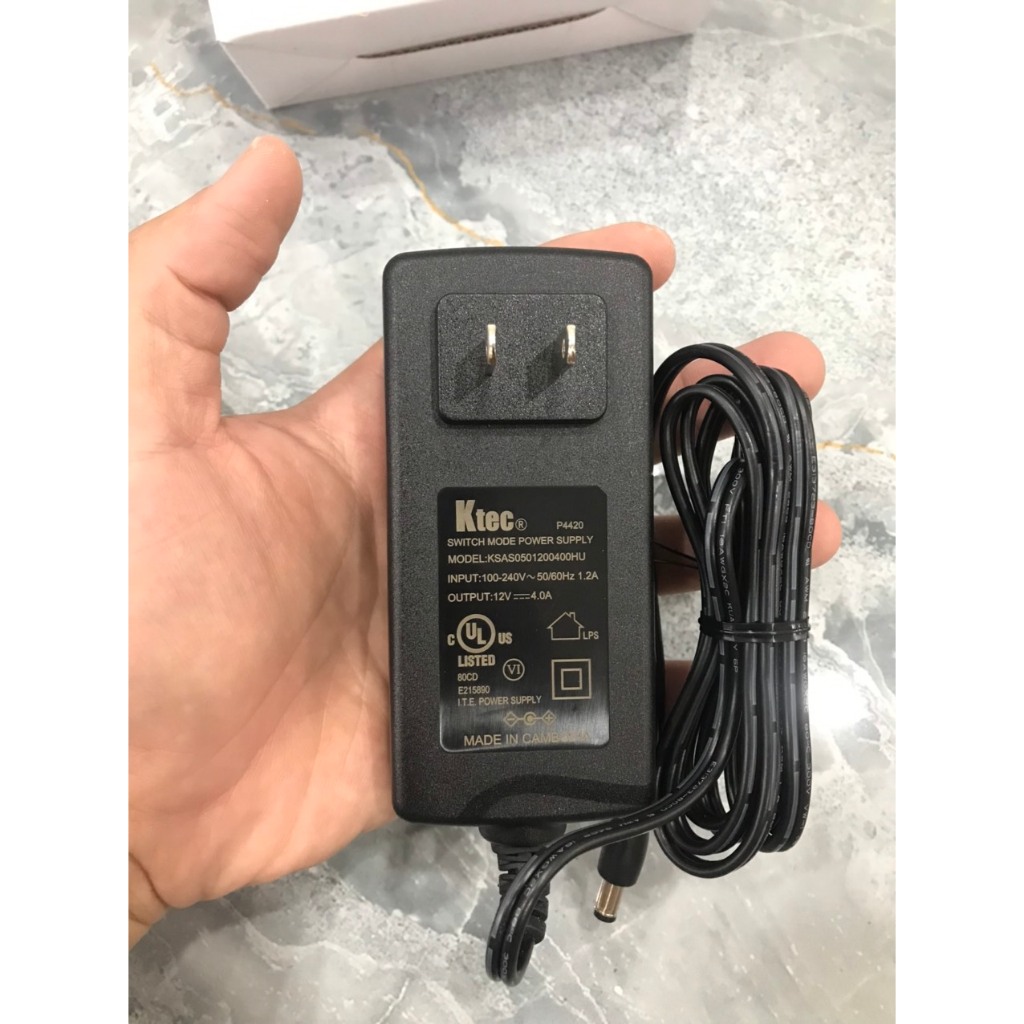 Bộ nguồn Ktec 12V 4A dùng cho hệ thống đèn led, đầu ghi camera chính ...