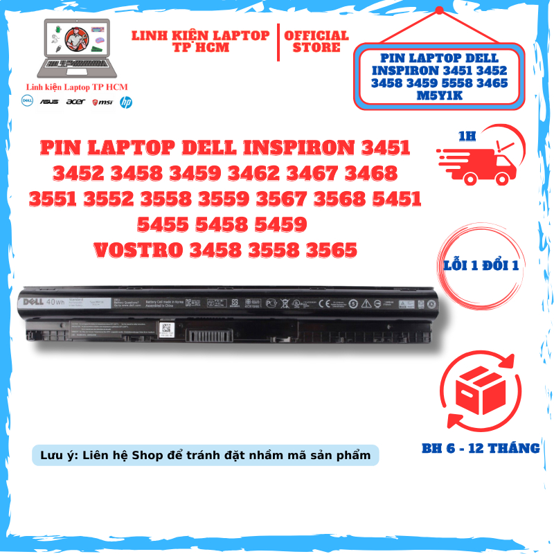 Pin Zin Dell Inspiron 3451 3452 3458 3459 5558 3465 3467 3468 5451 5458 ...