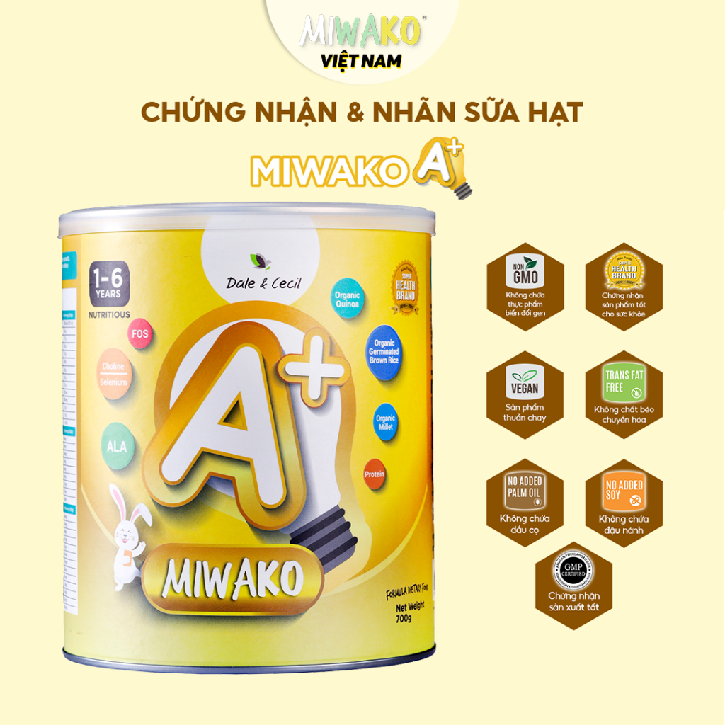 Sữa Hạt Miwako A+ Vị Vani Hộp 700g Chuẩn Hoa Kỳ Tăng Cường Trí Não, Hệ ...