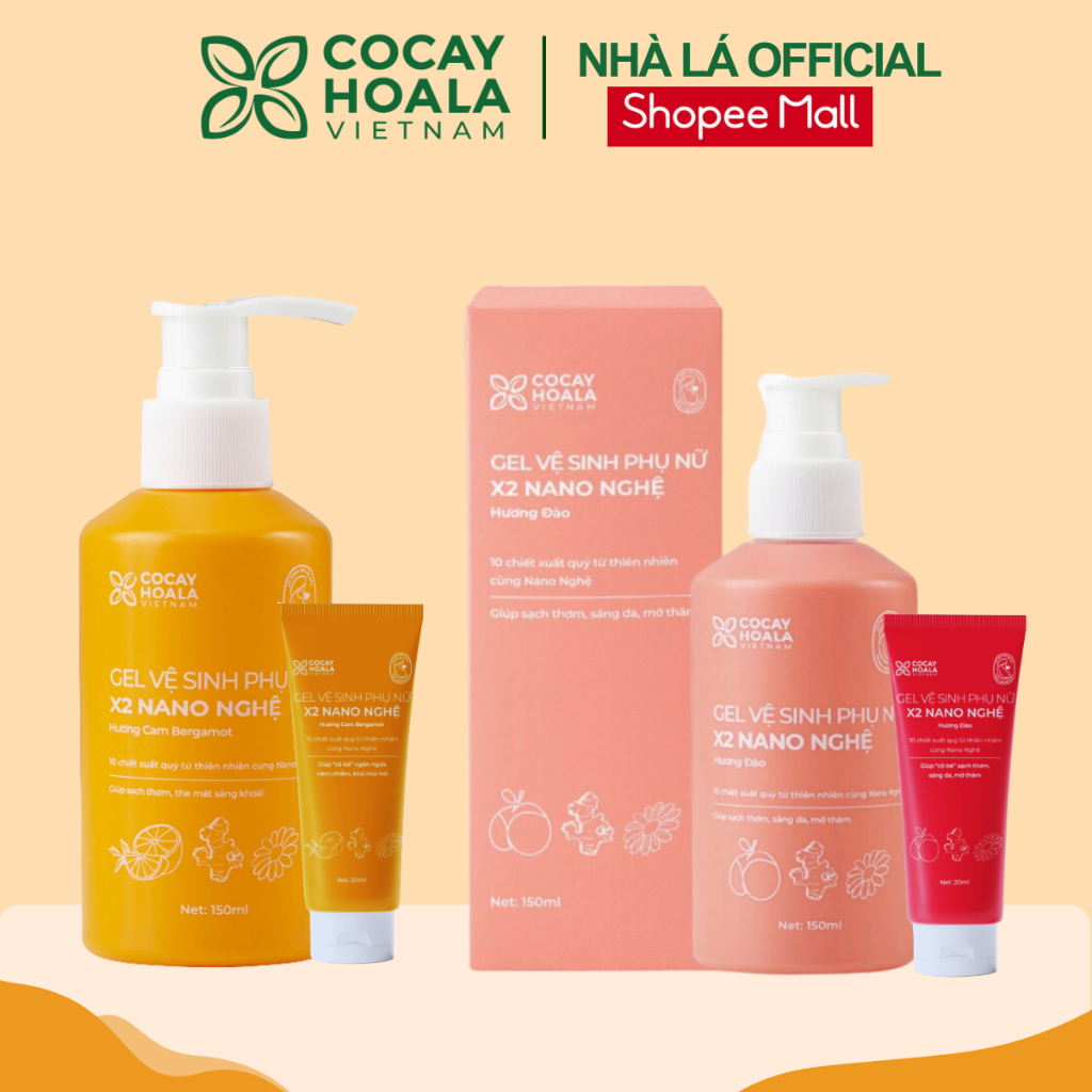 Dung dịch vệ sinh Phụ nữ Gel X2 Nano Nghệ Cam / Đào COCAYHOALA VIETNAM ...