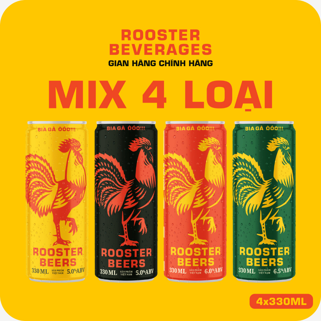 Bia thủ công | Rooster Beers Lốc 4 Lon Mix x 330ml | Shopee Việt Nam
