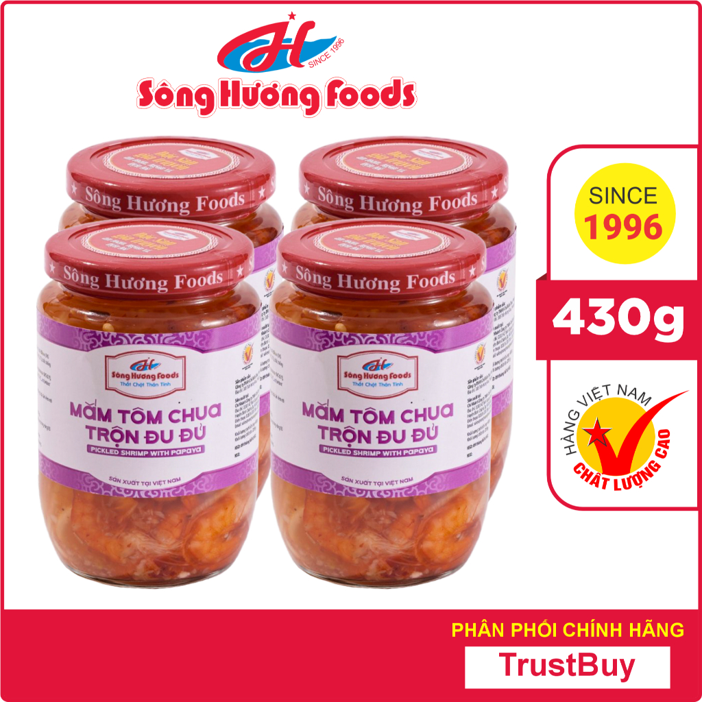 4 Hũ Mắm Tôm Chua Trộn Đu Đủ Sông Hương Foods Hũ 430g - Ăn kèm , bún , phở , mì tôm , thịt nướng ...
