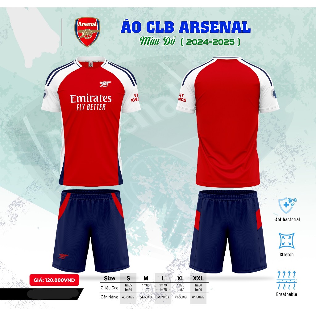 Bộ Quần Áo Đá Banh CLB ARSENAL Đỏ 2024 | Shopee Việt Nam