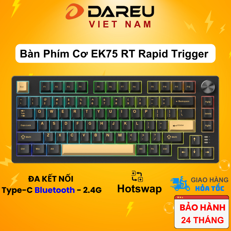 Bàn phím cơ DAREU EK75 RT Rapid Trigger (RGB, PBT Double Shot CHERRY ...